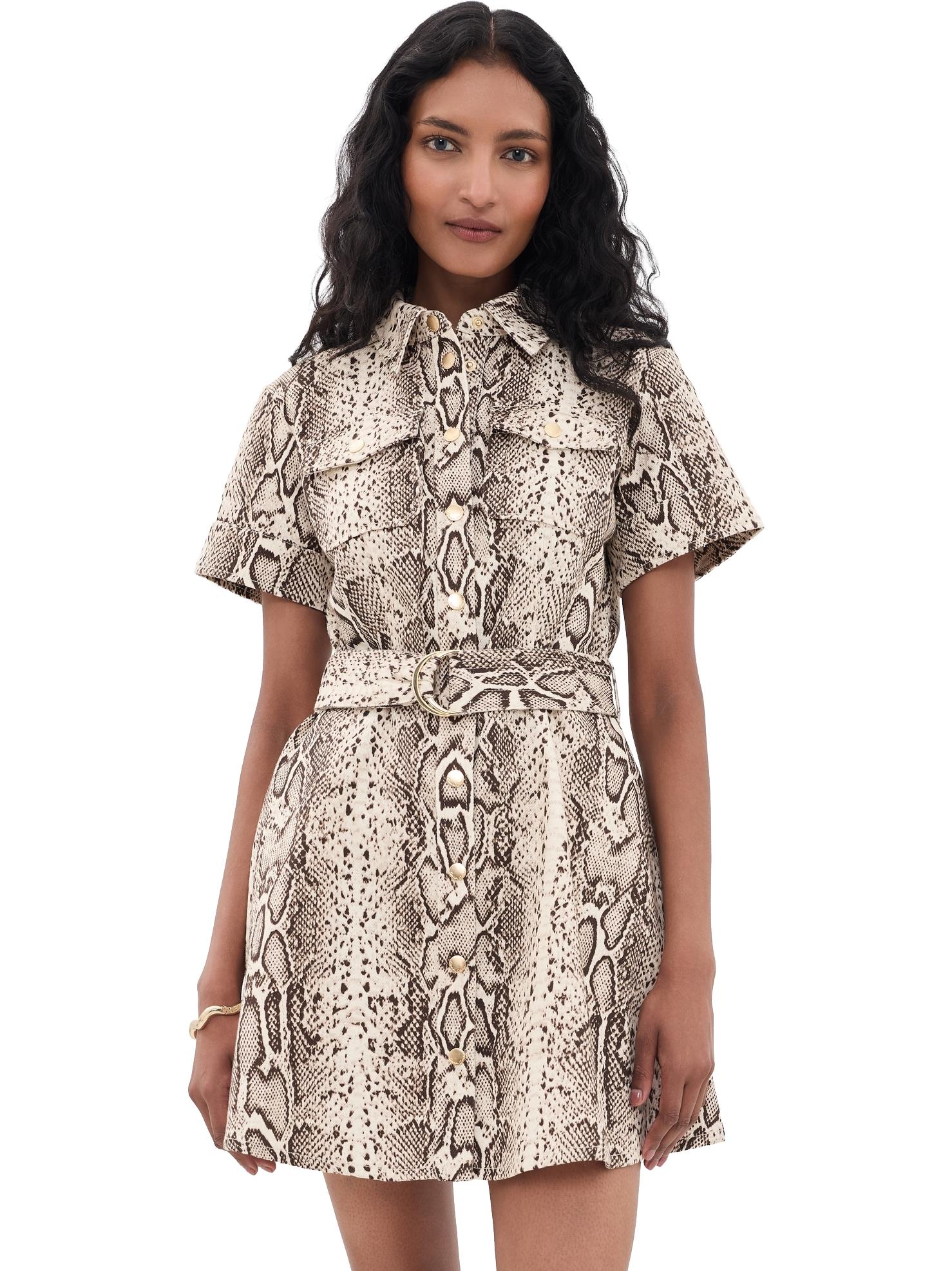 CARA CARA Cara Cara Walter Snake Print Denim Shirt Dress
